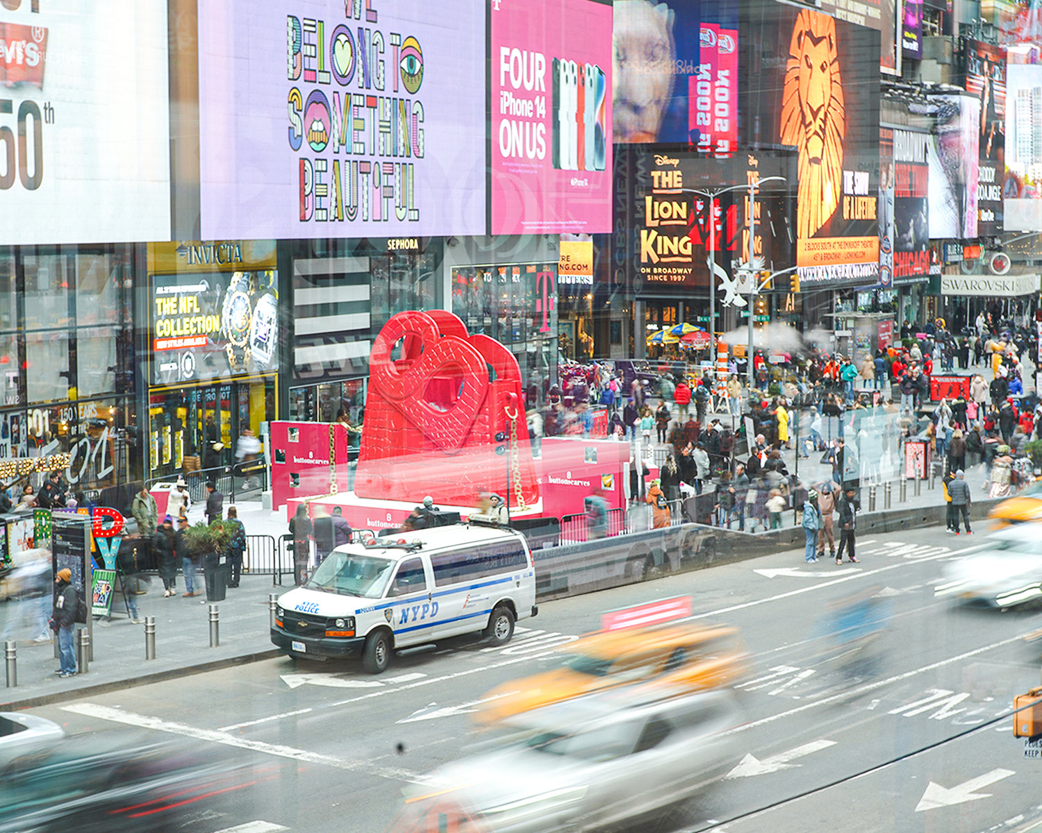 Buttonscarves Giant Pop-Up Installation at New York Times Square