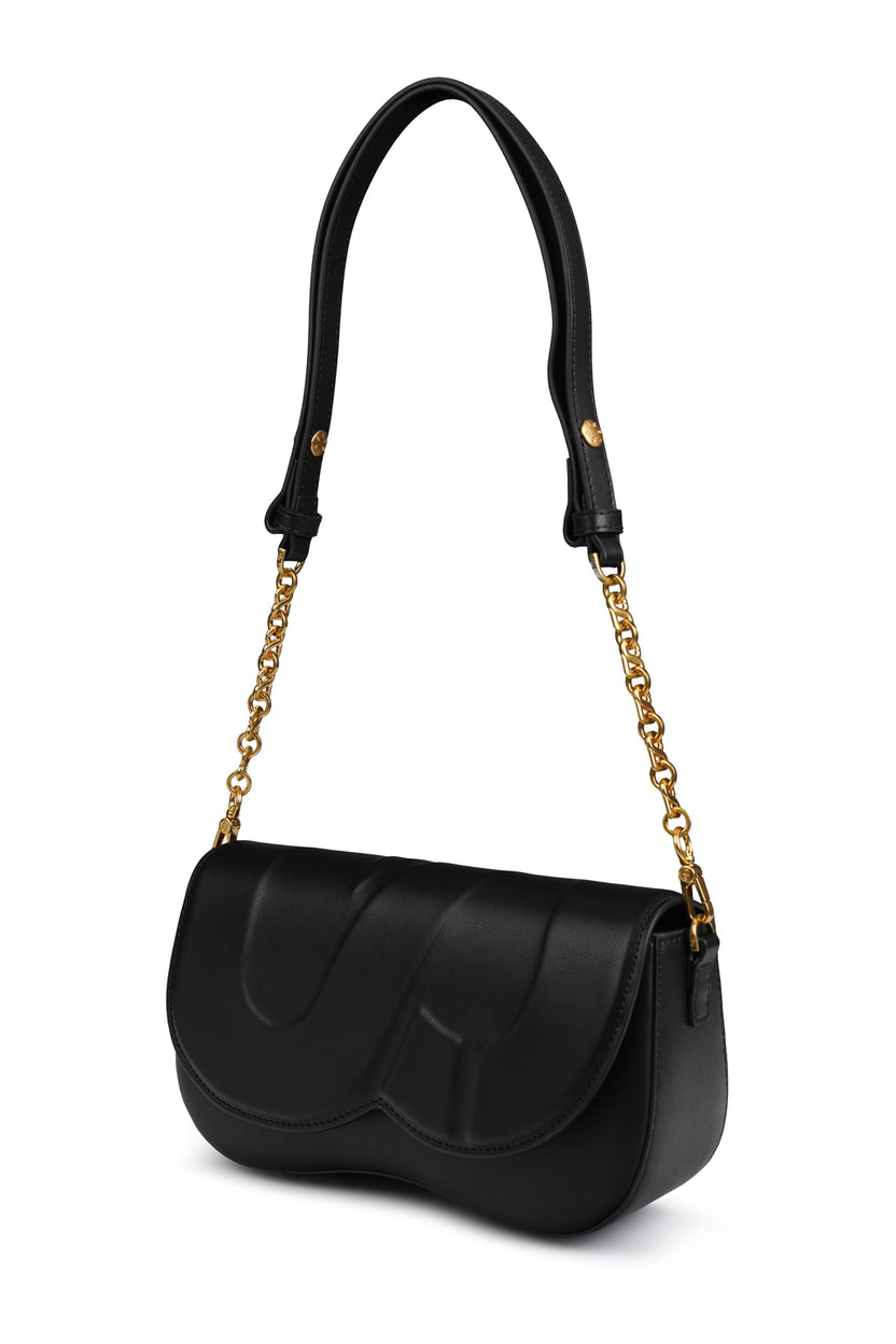 Jenny Shoulder Bag in Leather - Black – Buttonscarves