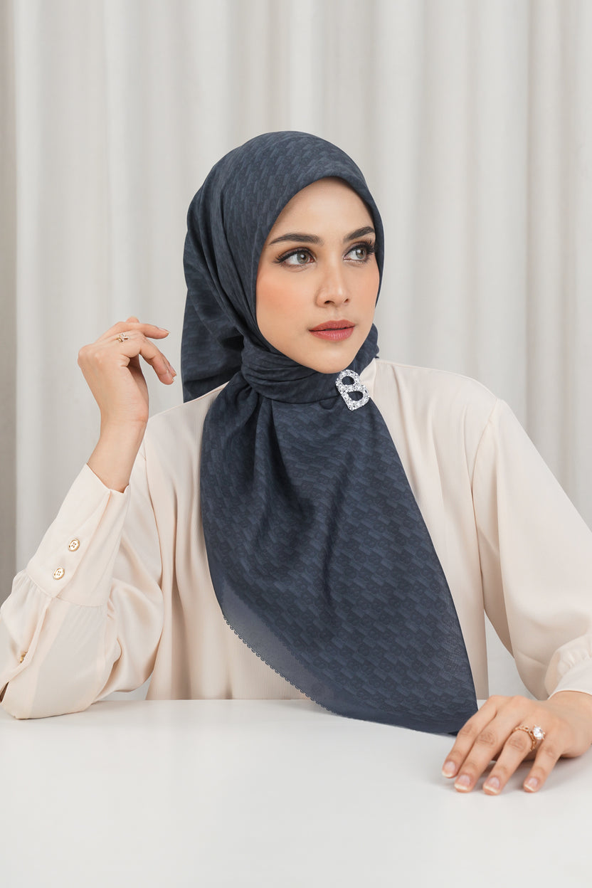 Leena Monogram Square - Navy Blazer – Buttonscarves