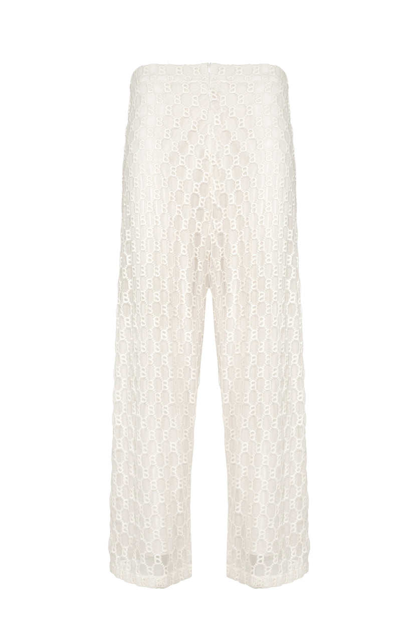 Monogram Embroidery Pants - Cream – Buttonscarves