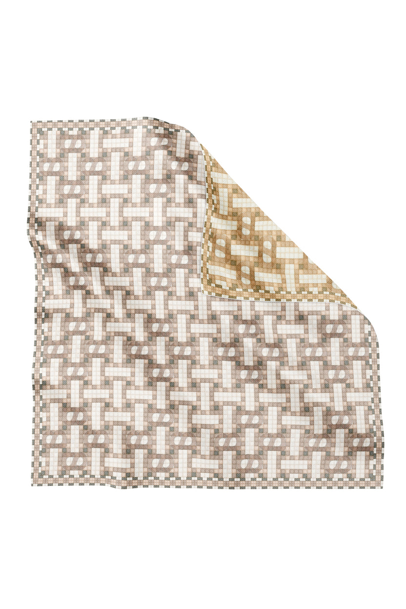 Silk Jacquard Square - Webbing Taupe & Gold – Buttonscarves